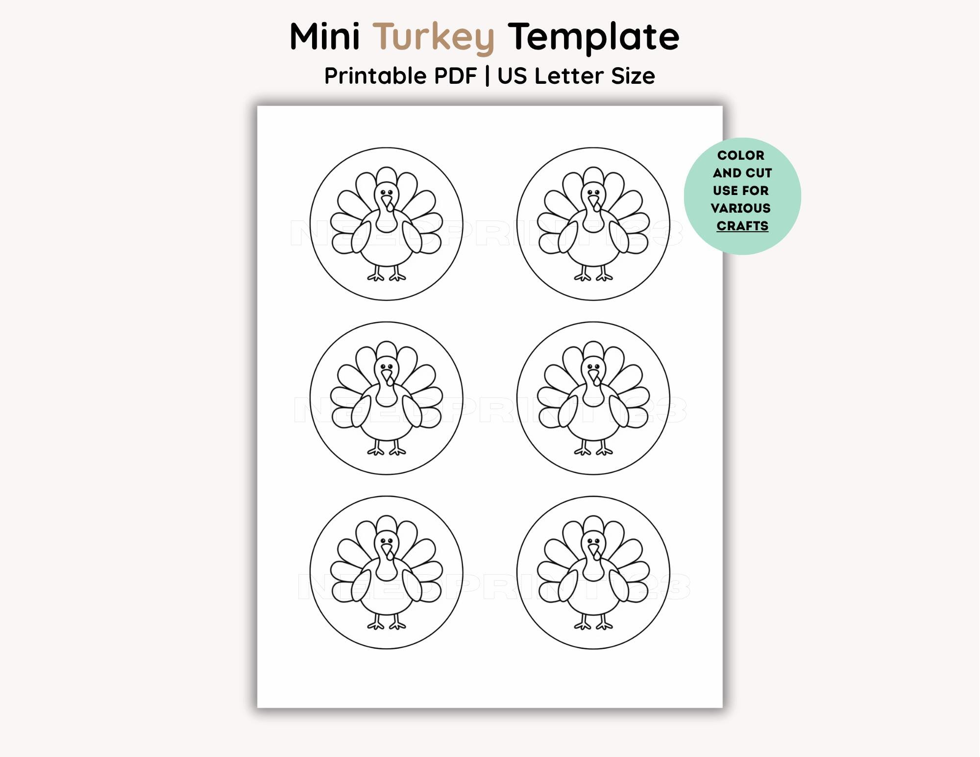 Turkey Template Sheet: Printable PDF, Thanksgiving Crafts, US Letter - Etsy