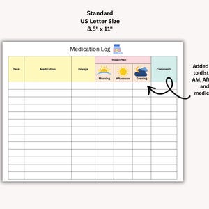 Printable Medication Log: AM PM Tracker (PDF, Instant Download) - Etsy