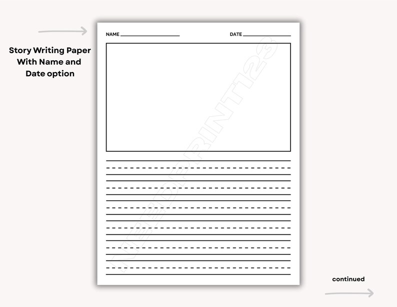 Story Writing Paper, Printable Handwriting Sheets, Instant Download ...