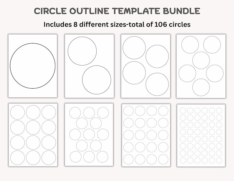 Circle Outline Template Bundle: Instant Download PDF, DIY Crafts ...