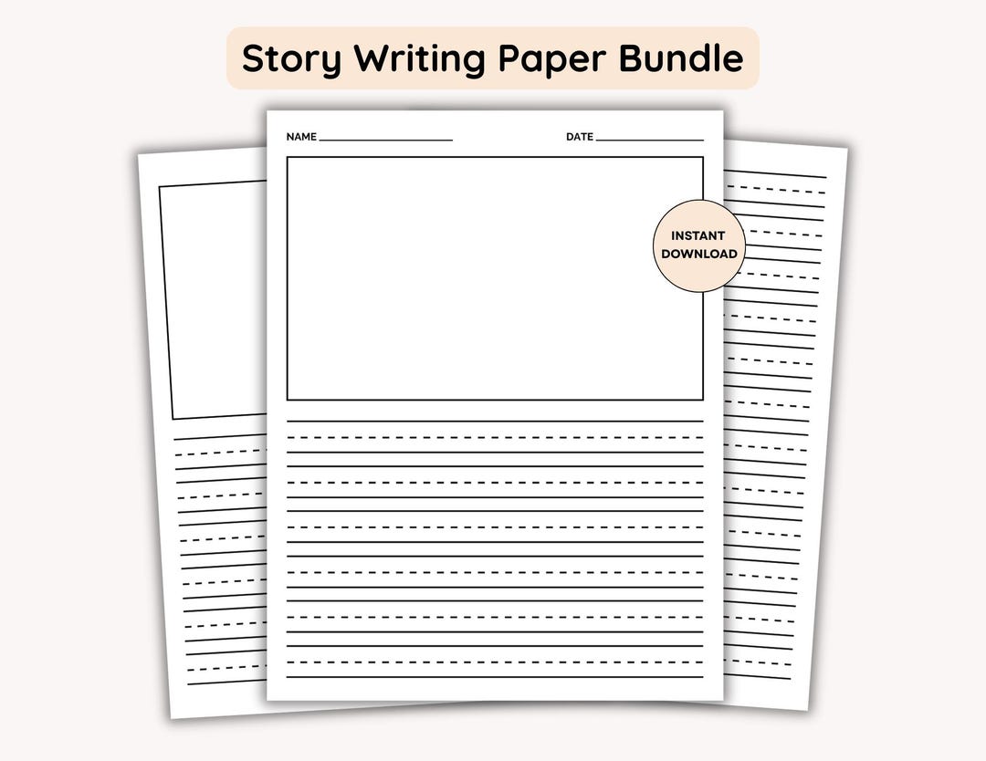 Story Writing Paper, Printable Handwriting Sheets, Instant Download ...
