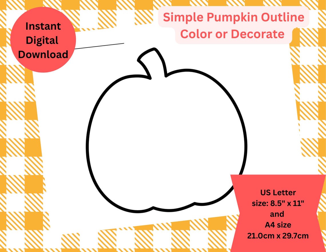 Pumpkin Outline Coloring Page: Fall Halloween Craft Activity (PDF ...