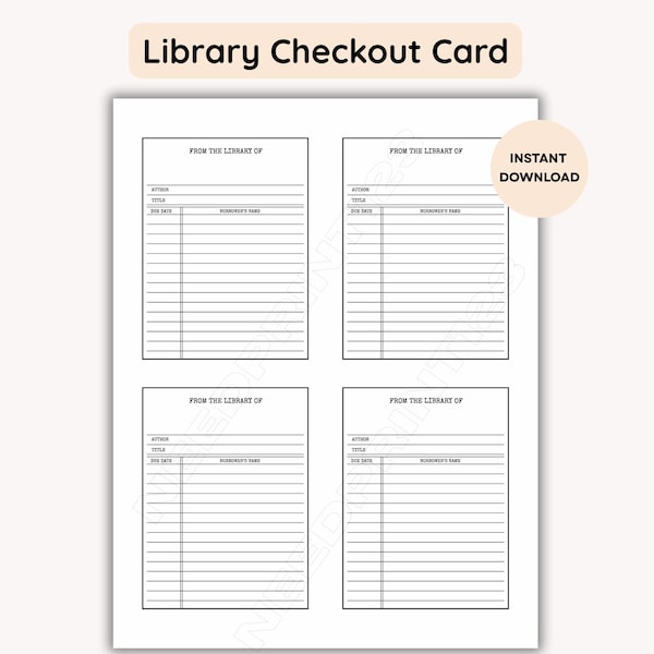 Library Checkout Cards - Etsy