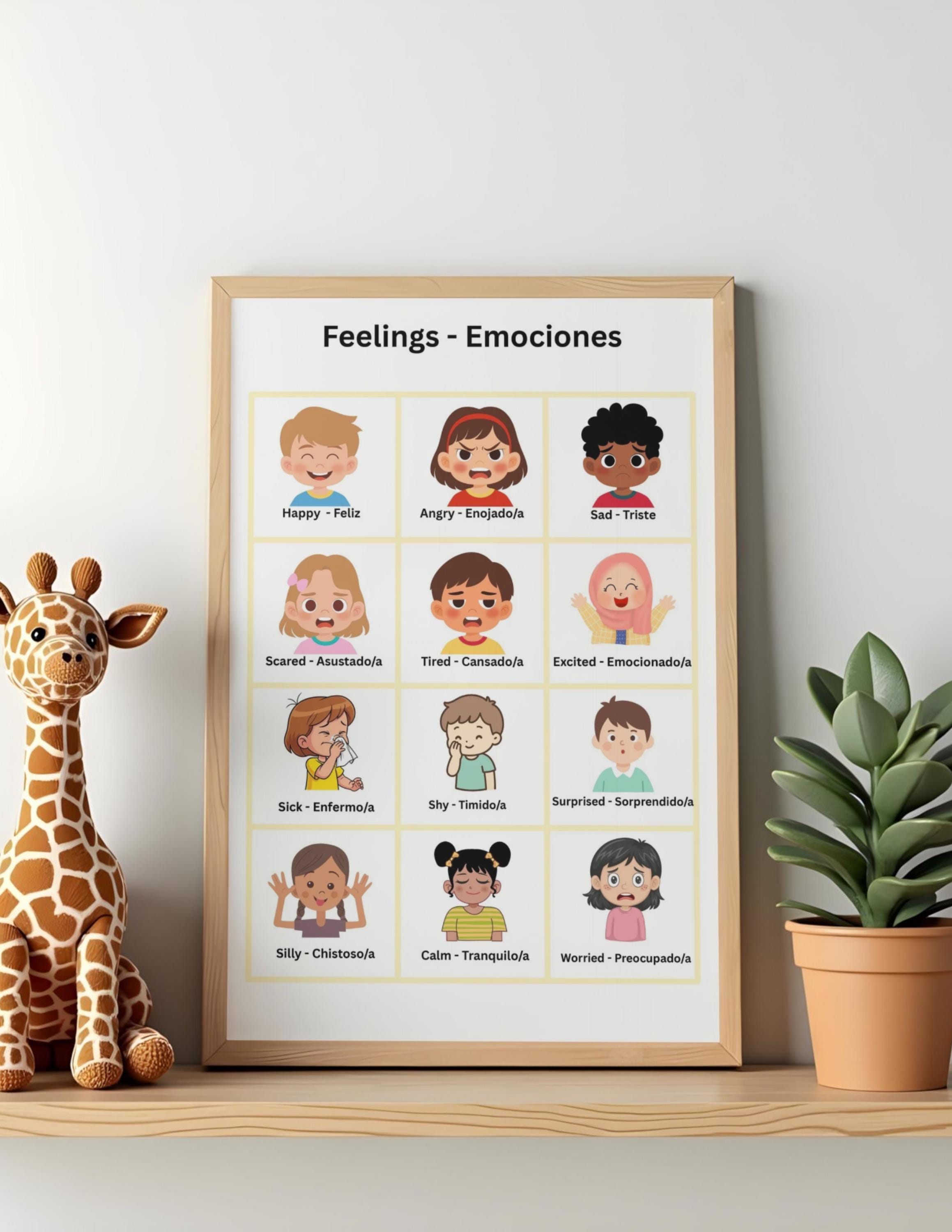 Bilingual Feelings Chart | English-spanish Emotions Poster for Kids ...