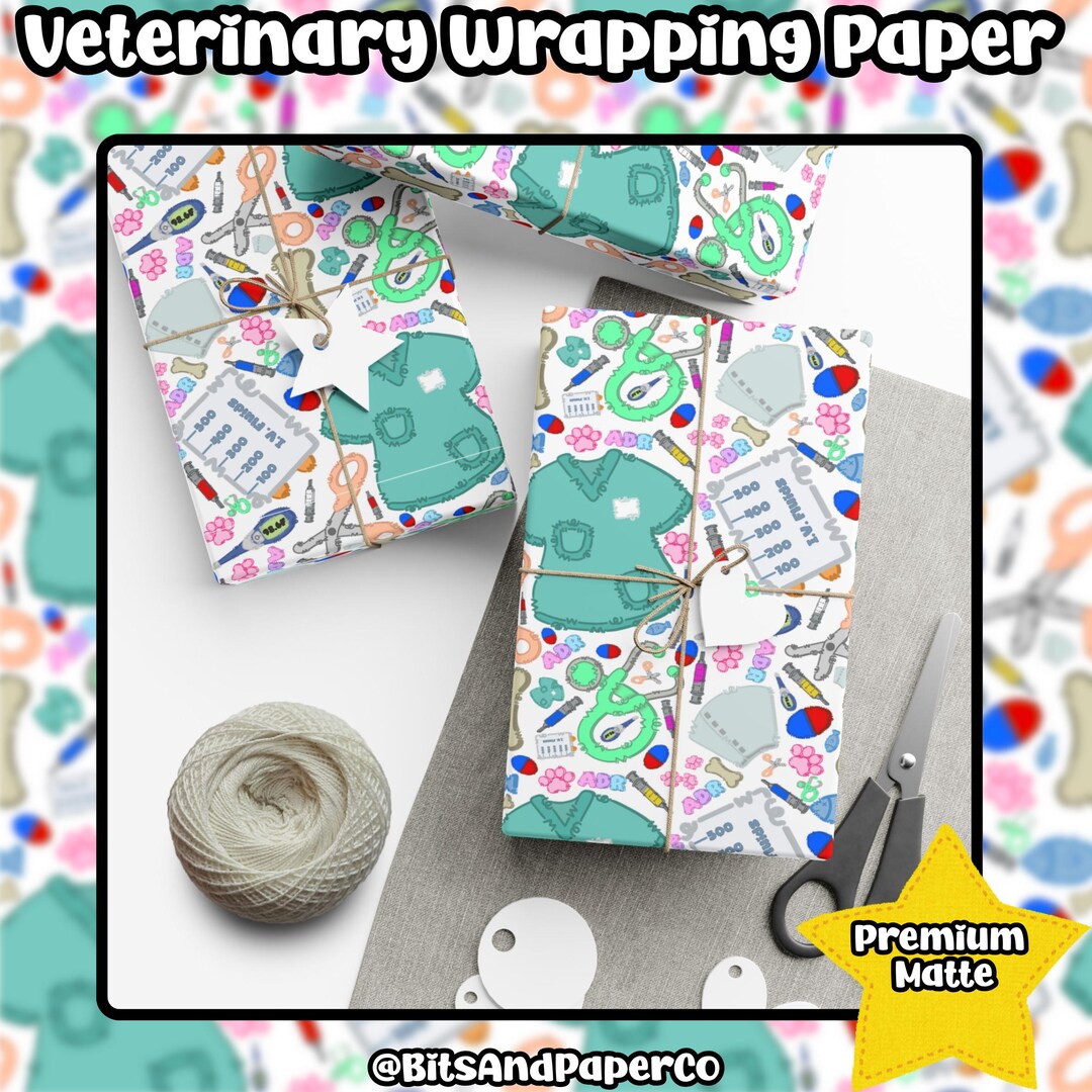 Vet Med Wrapping Paper | Veterinary & Animal Care Gift Wrap | Premium ...