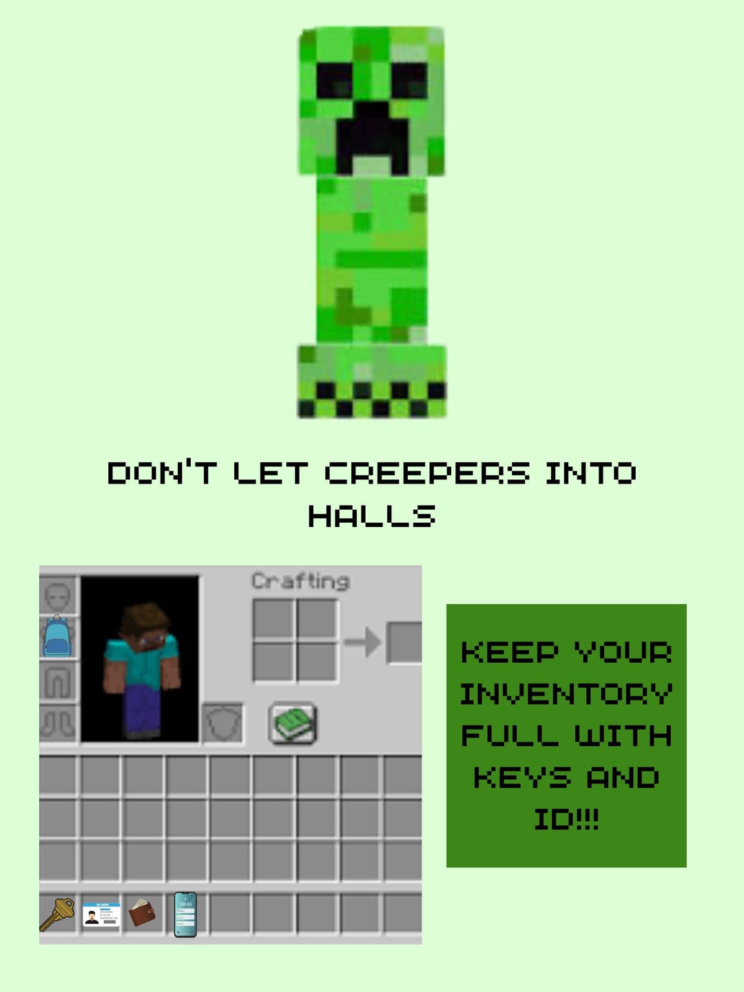 Minecraft Flyer- Safety With Keys and ID - Etsy