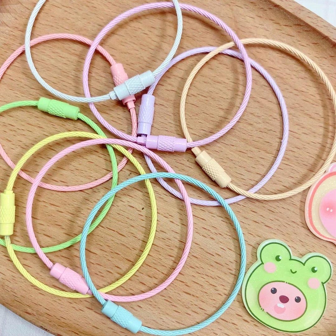 Pastel Stainless Steel Wire Ring Key Chain - 2 Pcs - Etsy
