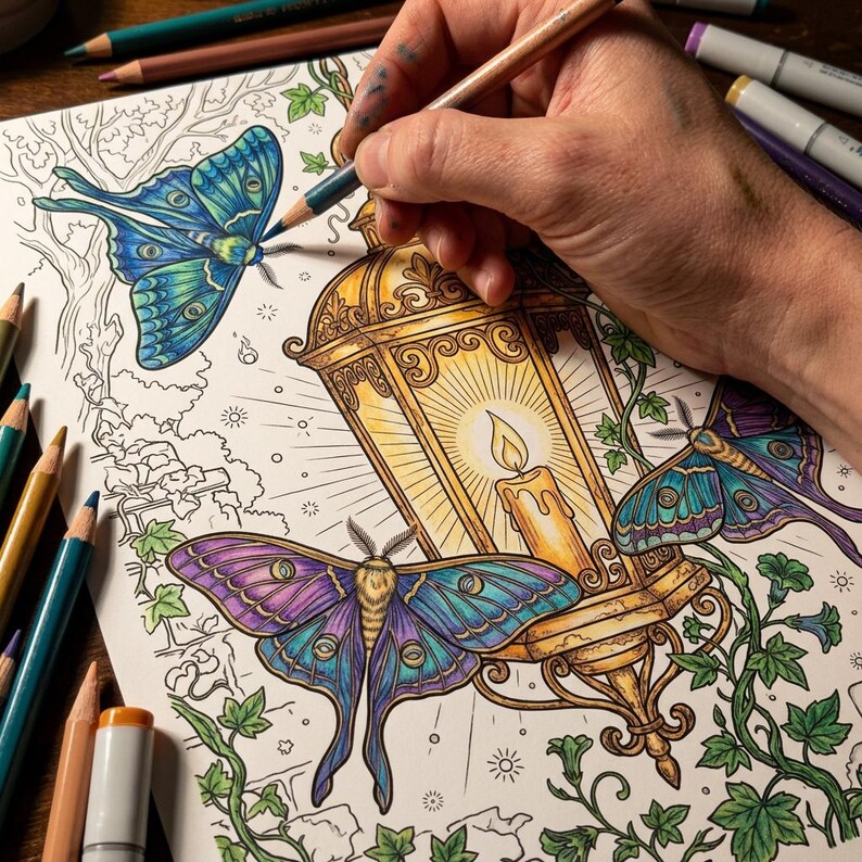 7 Midnight Garden Coloring Pages - Printable Pack - A4 & US Letter ...