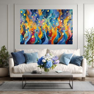 Dancing Woman Abstract Colorful Wall Art, Modern Room Decor - Etsy