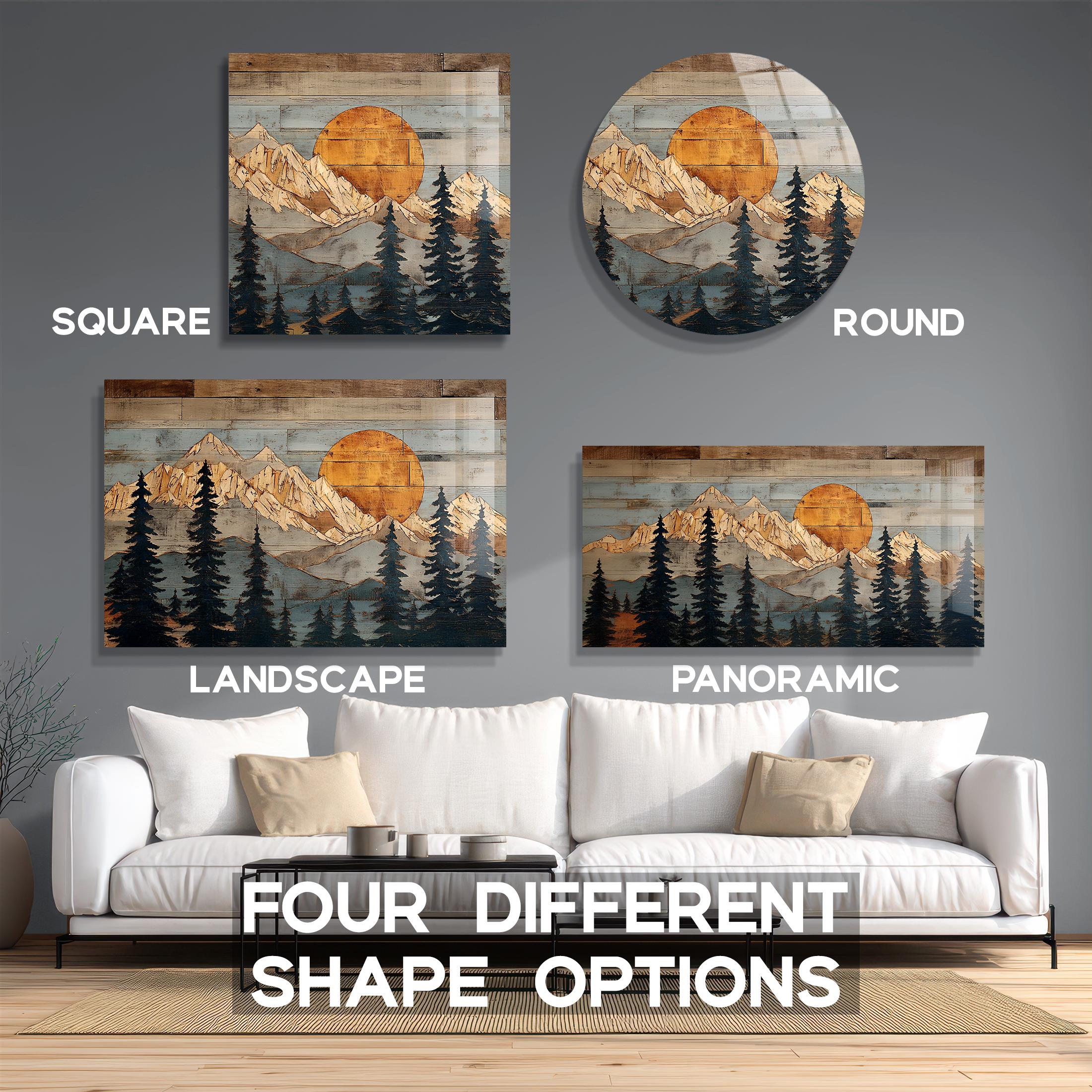 Wood Mountain Wall Art, Rustic Wooden Effect Style Print, Farmhouse ...