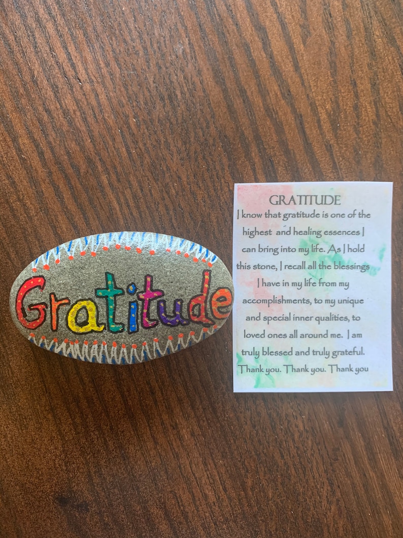 Gratitude Painted Stone, Painted Affirmation Stone, Meditation Gift ...