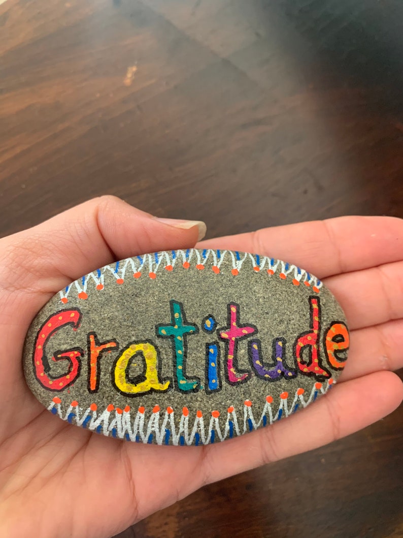 Gratitude Painted Stone, Painted Affirmation Stone, Meditation Gift ...