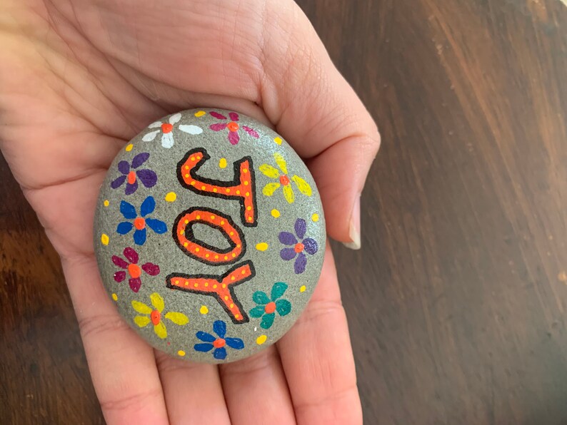 Joy Painted Stone, Painted Affirmation Stone, Meditation Gift, Yoga ...