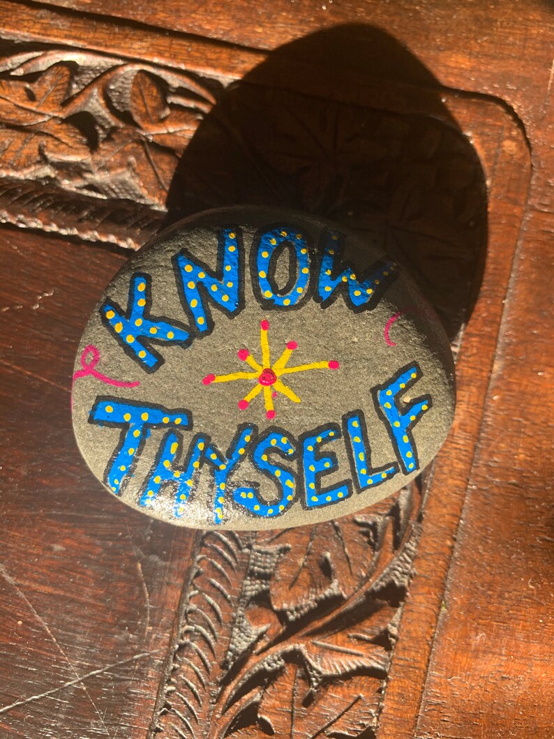 Know Thyself Painted Stone, Painted Affirmation Stone, Meditation Gift ...