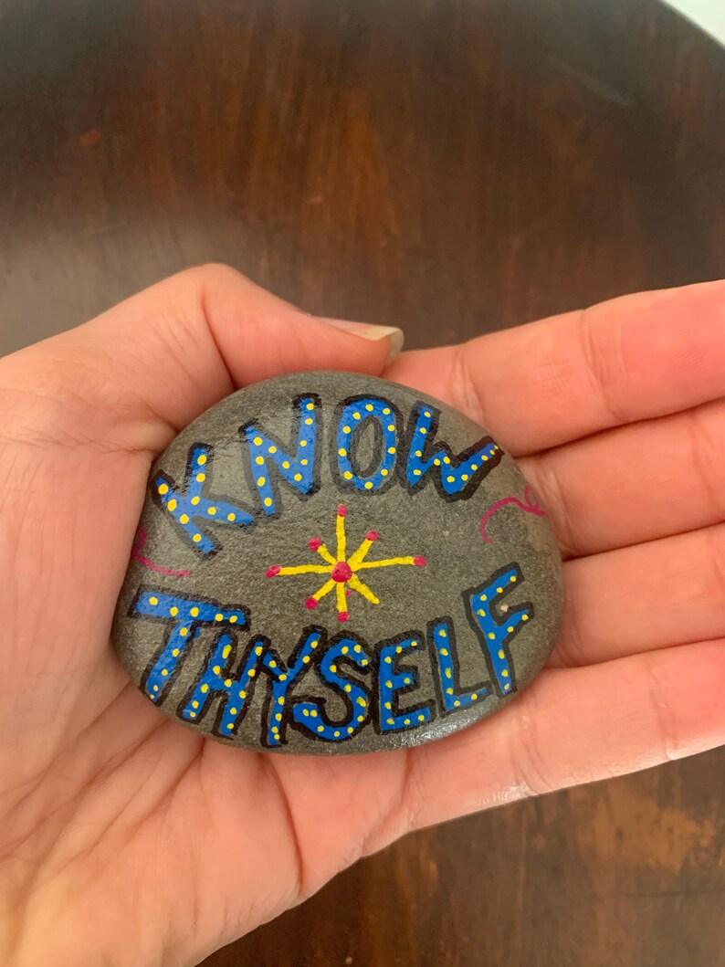 Know Thyself Painted Stone, Painted Affirmation Stone, Meditation Gift ...
