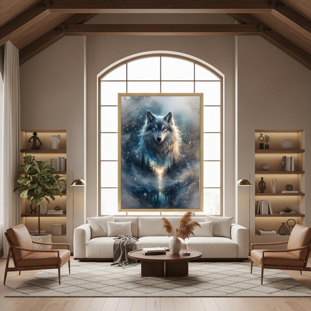 Mystical Wolf Poster, Fantasy Forest Scene, Nordic Decor - Etsy