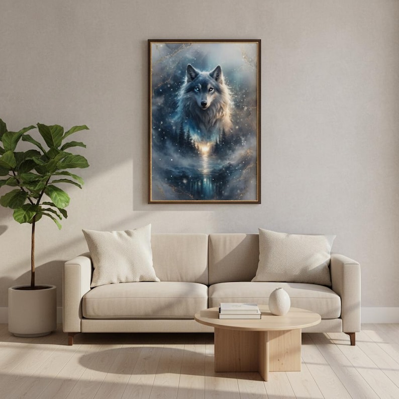 Mystical Wolf Poster, Fantasy Forest Scene, Nordic Decor - Etsy