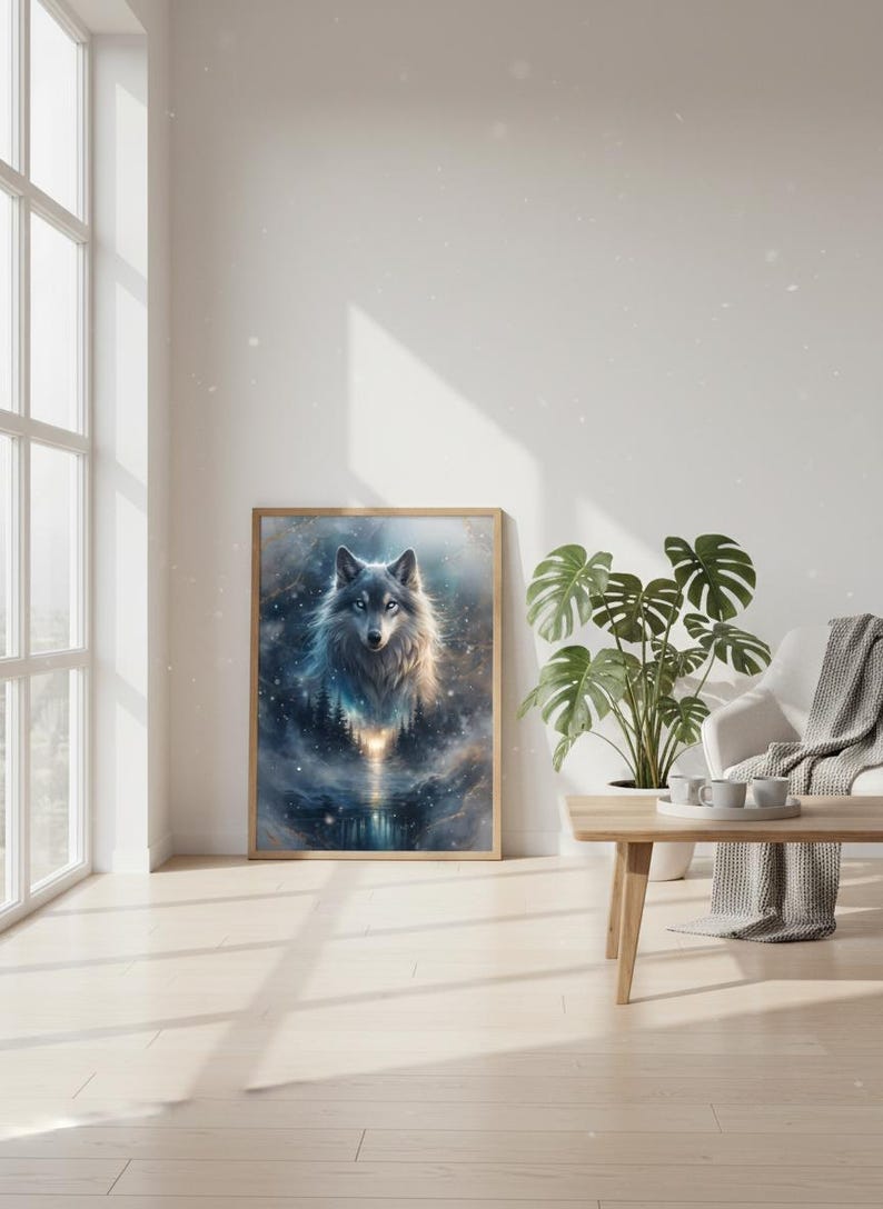 Wolf Spirit Guide Wall Art, Fantasy Nordic Wolf With Glowing Eyes - Etsy