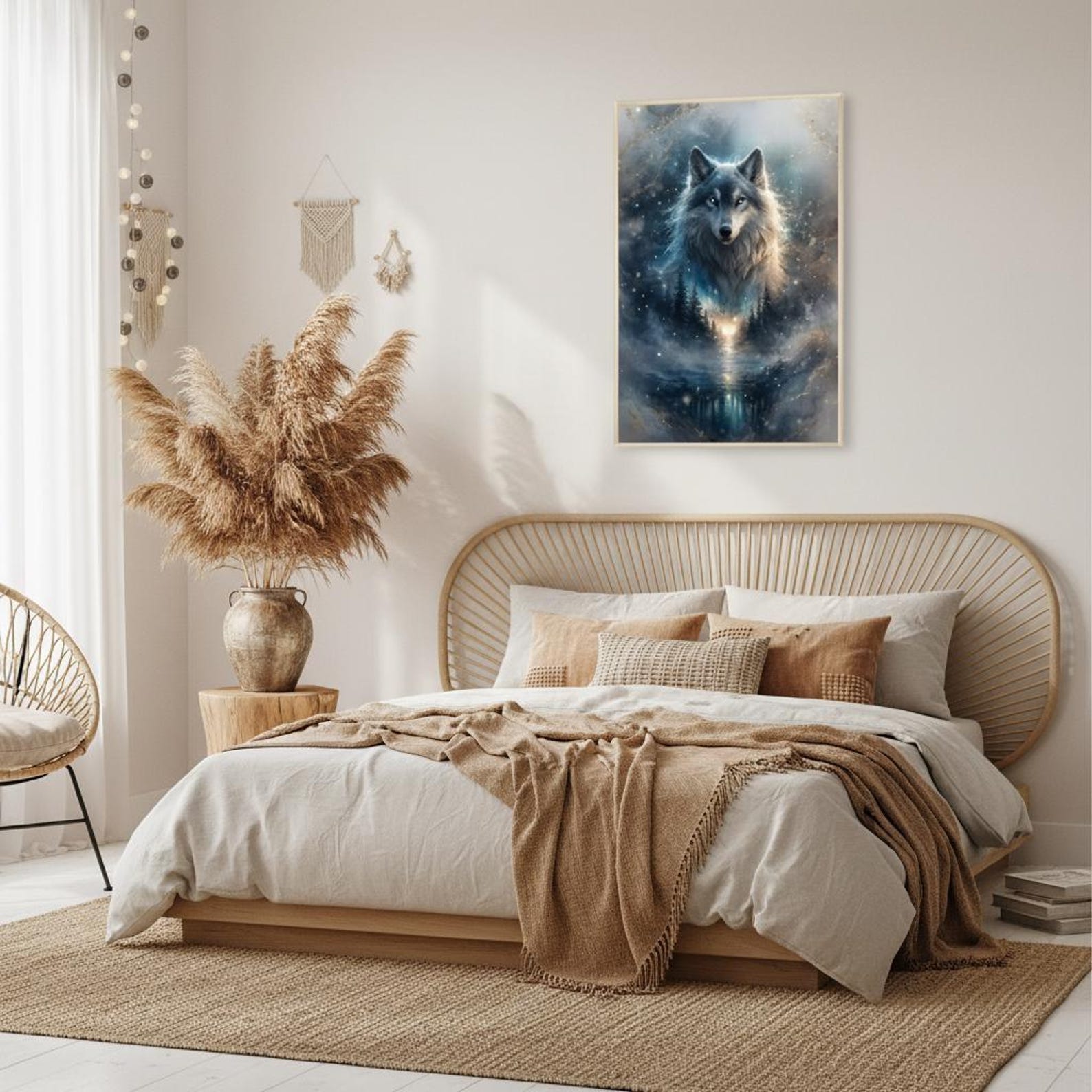 Mystical Wolf Poster, Fantasy Forest Scene, Nordic Decor - Etsy