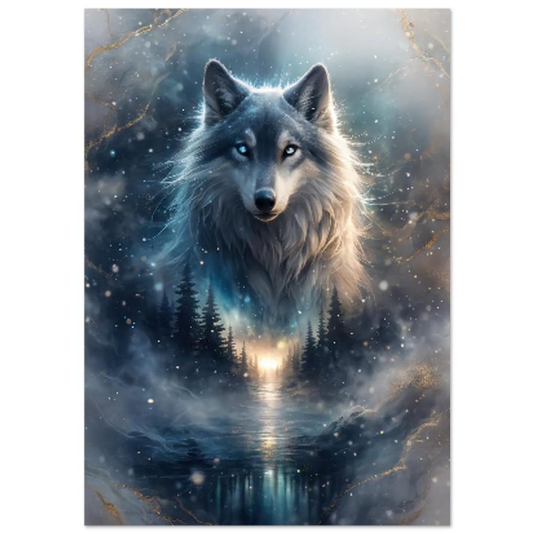 Wolf Spirit Guide Wall Art, Fantasy Nordic Wolf With Glowing Eyes - Etsy
