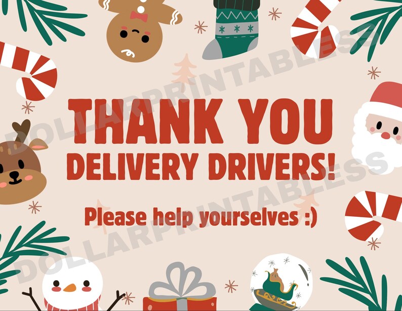 Holiday Delivery Driver Snack Cart Signs - Etsy