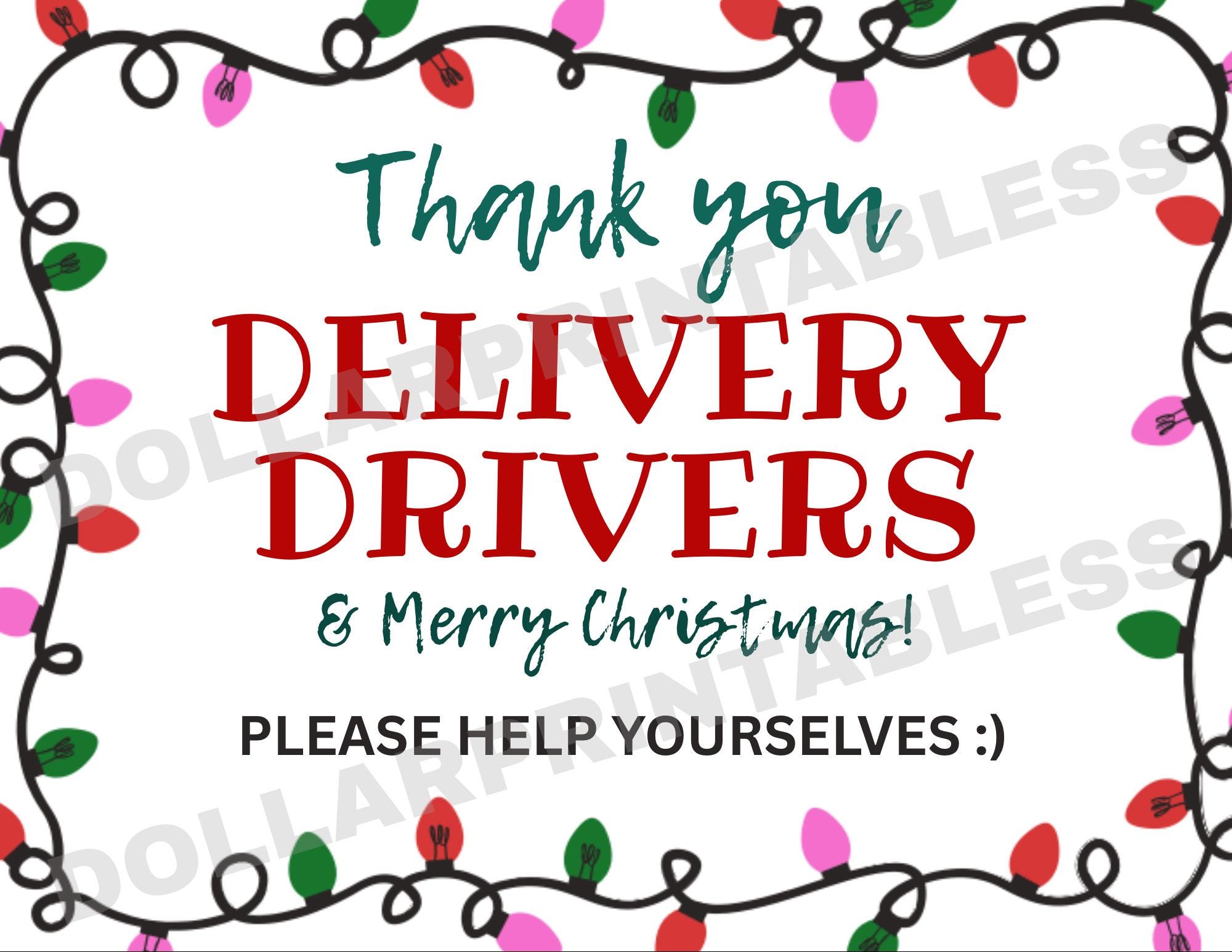 Holiday Delivery Driver Snack Cart Signs - Etsy
