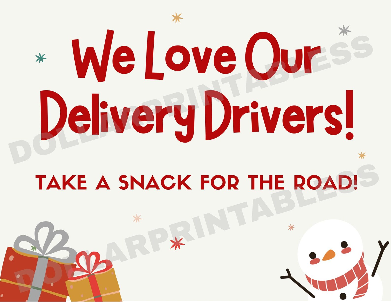 Holiday Delivery Driver Snack Cart Signs - Etsy