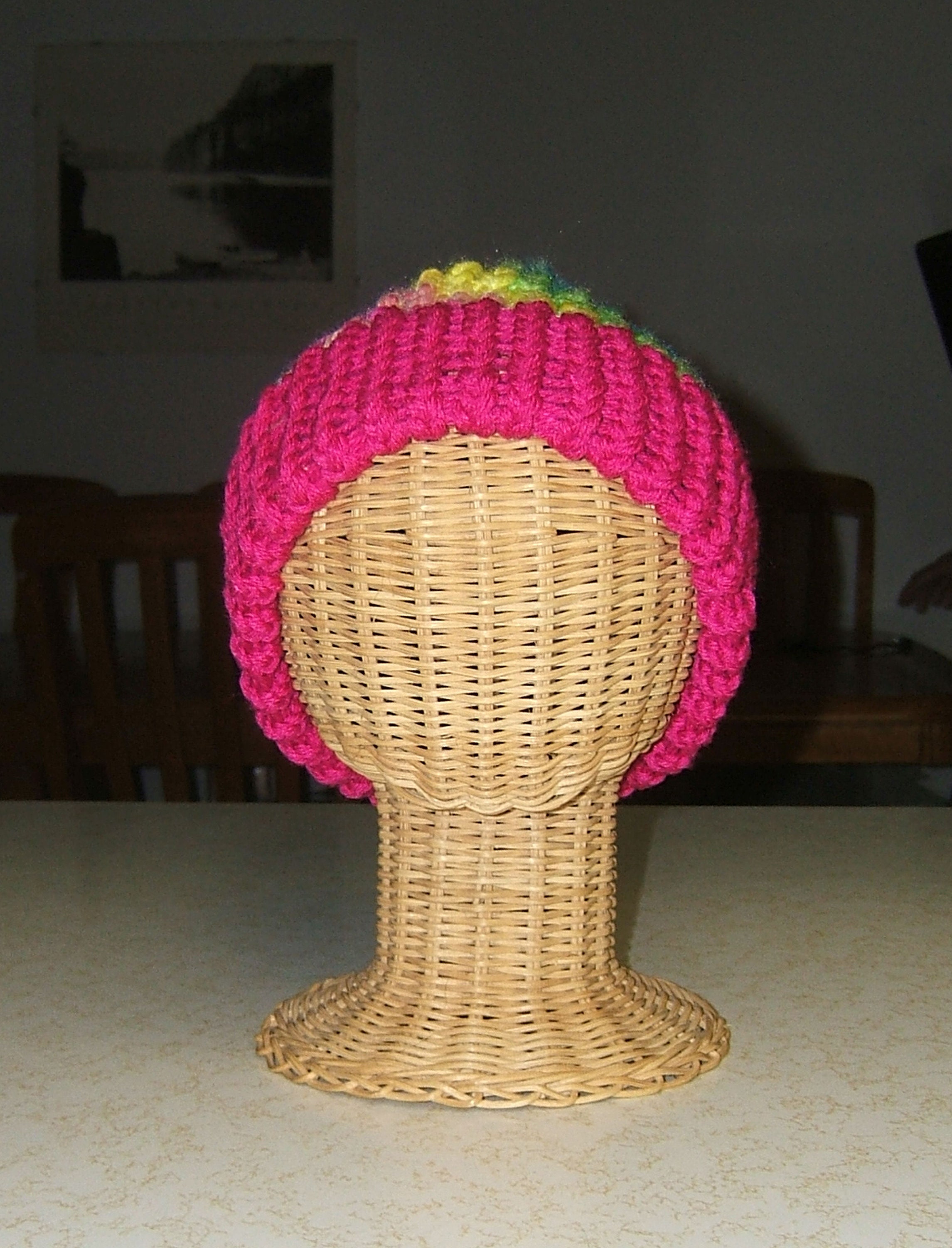 Juicy Rainbow Hat Knitted Cap Raspberry Folded Brim Brt Colors Upcycled ...