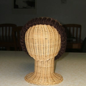 Knit Hat Stocking Cap Brown Folded Brim Multi Color Crown Wool Acrylic ...