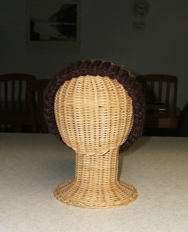 Knit Hat Stocking Cap Brown Folded Brim Multi Color Crown Wool Acrylic ...