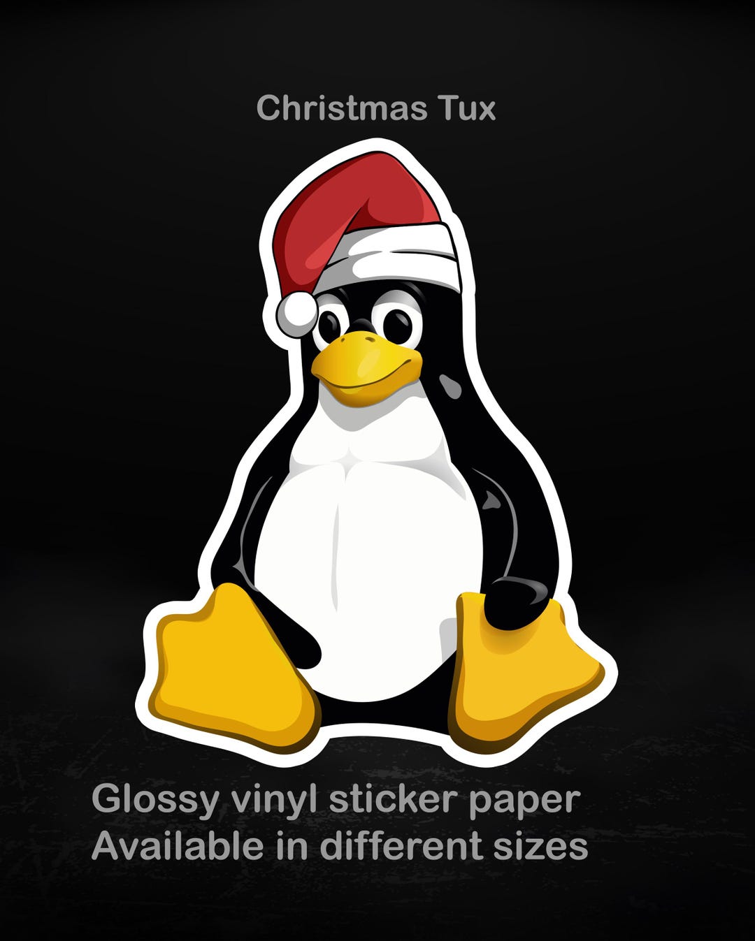 Christmas Tux – Glossy Vinyl Sticker for Linux Fans, Holiday Edition ...