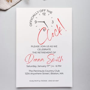 Off the Clock Retirement Party Invitation Template (digital Download ...