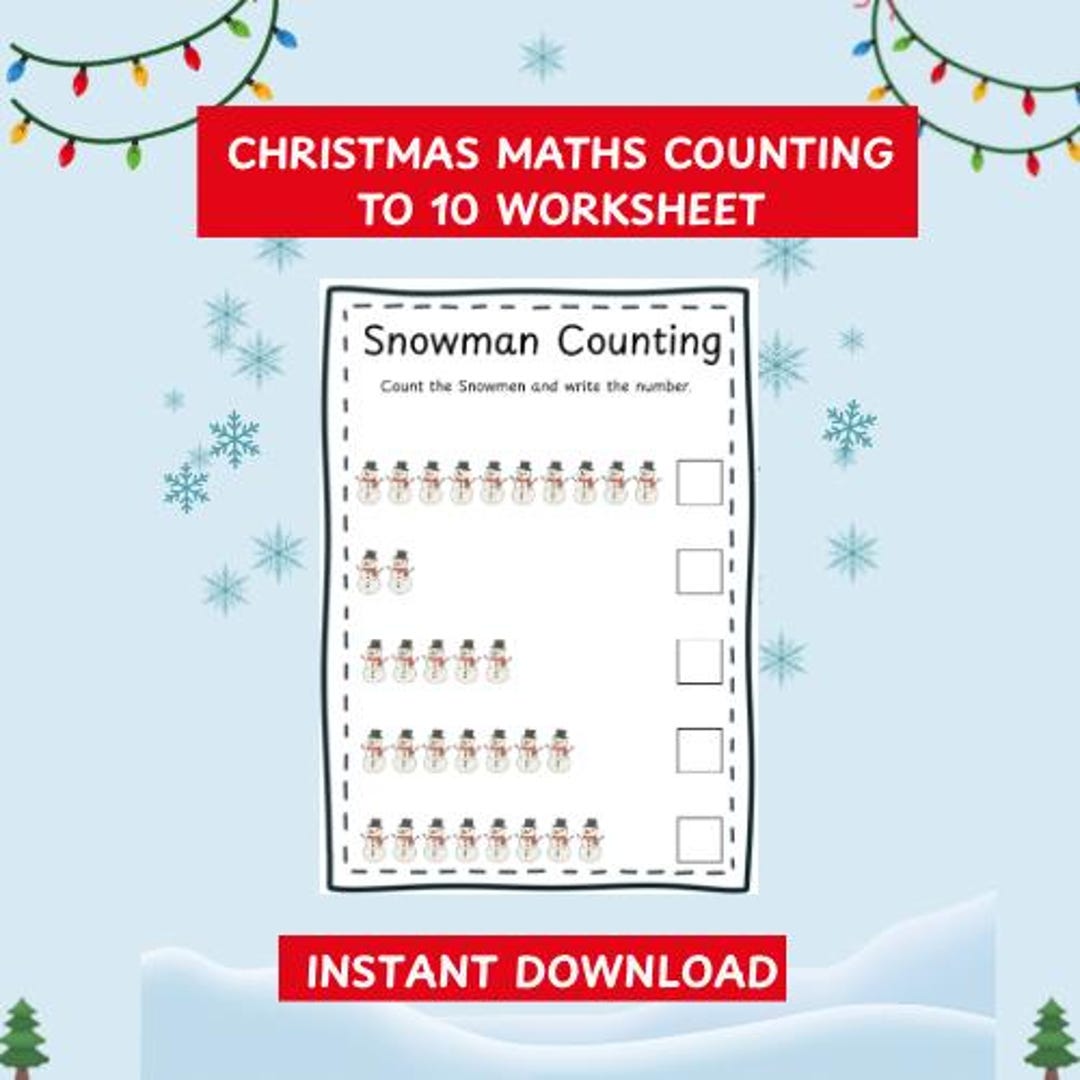 Snowman Counting to 10 Worksheet – 1-10 Christmas Maths Printable ...