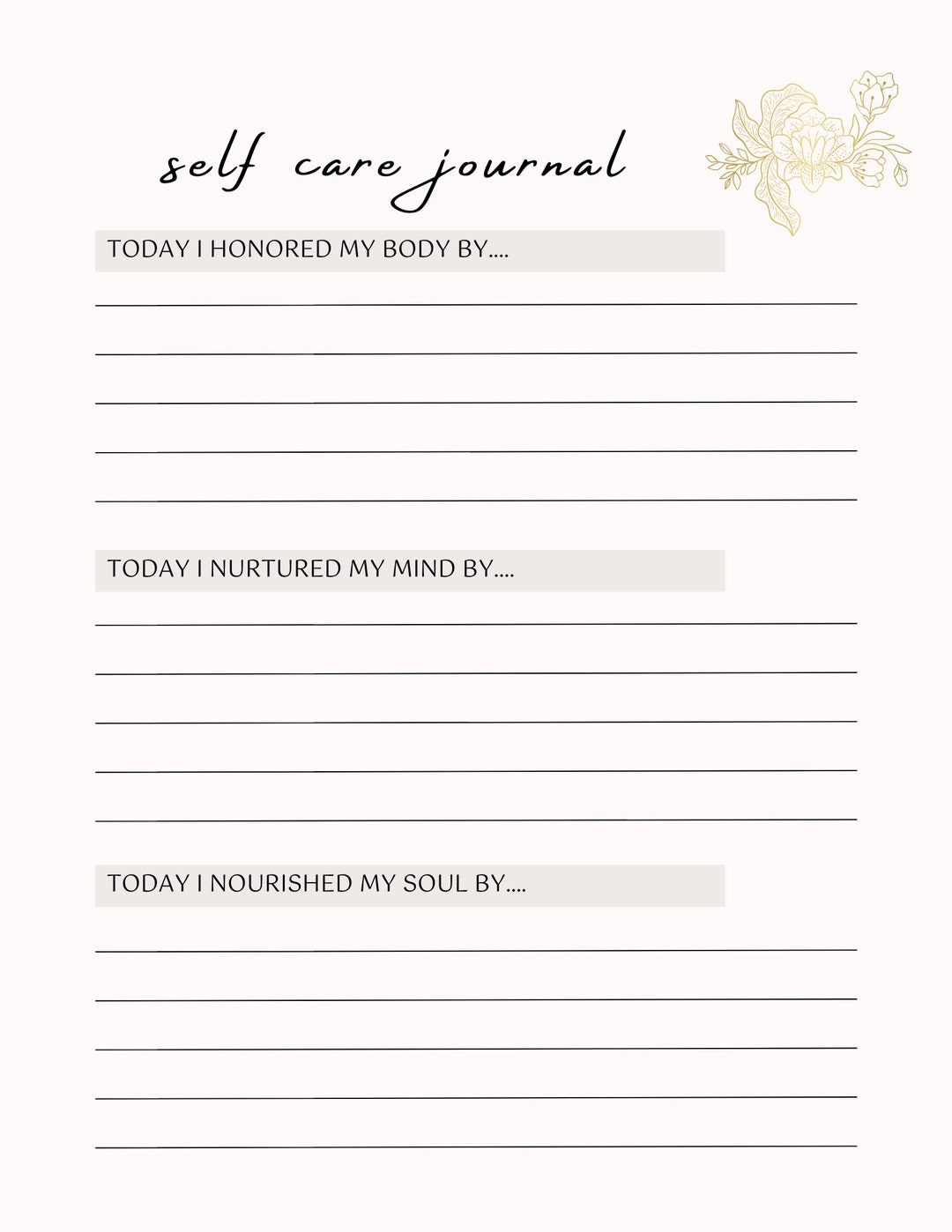 Self Care Journal Digital Download - Etsy