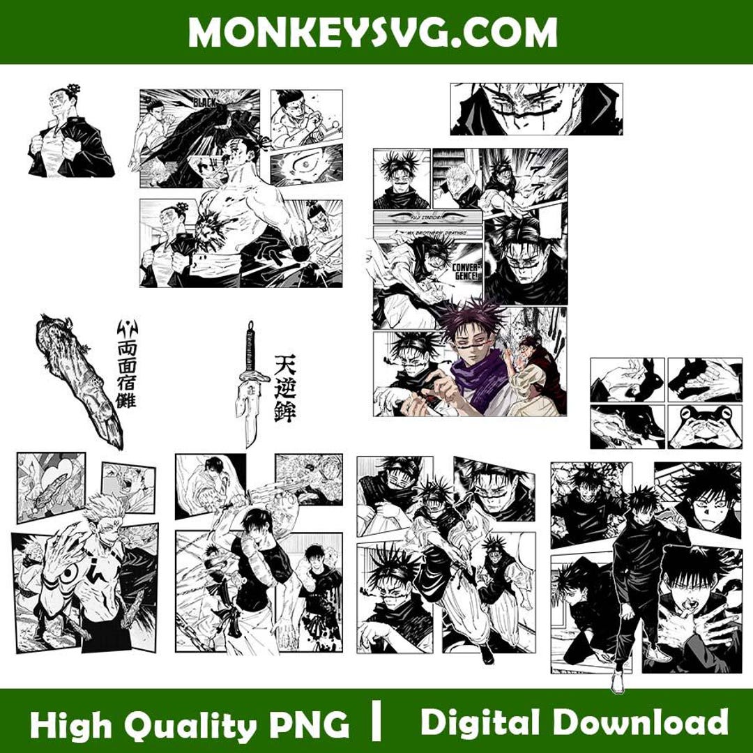 Jujutsu Kaisen Character Manga Style Bundle PNG File, Gojo Meggumi ...
