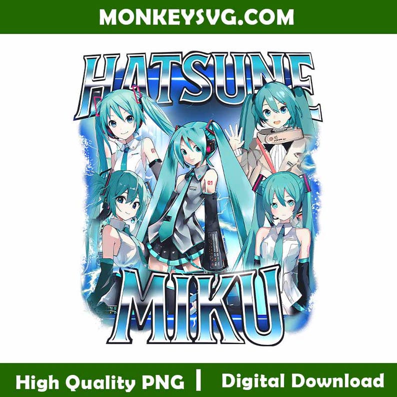 Hatsune Miku Anime PNG File, Anime SVG File Print, Hatsune Vocalid ...