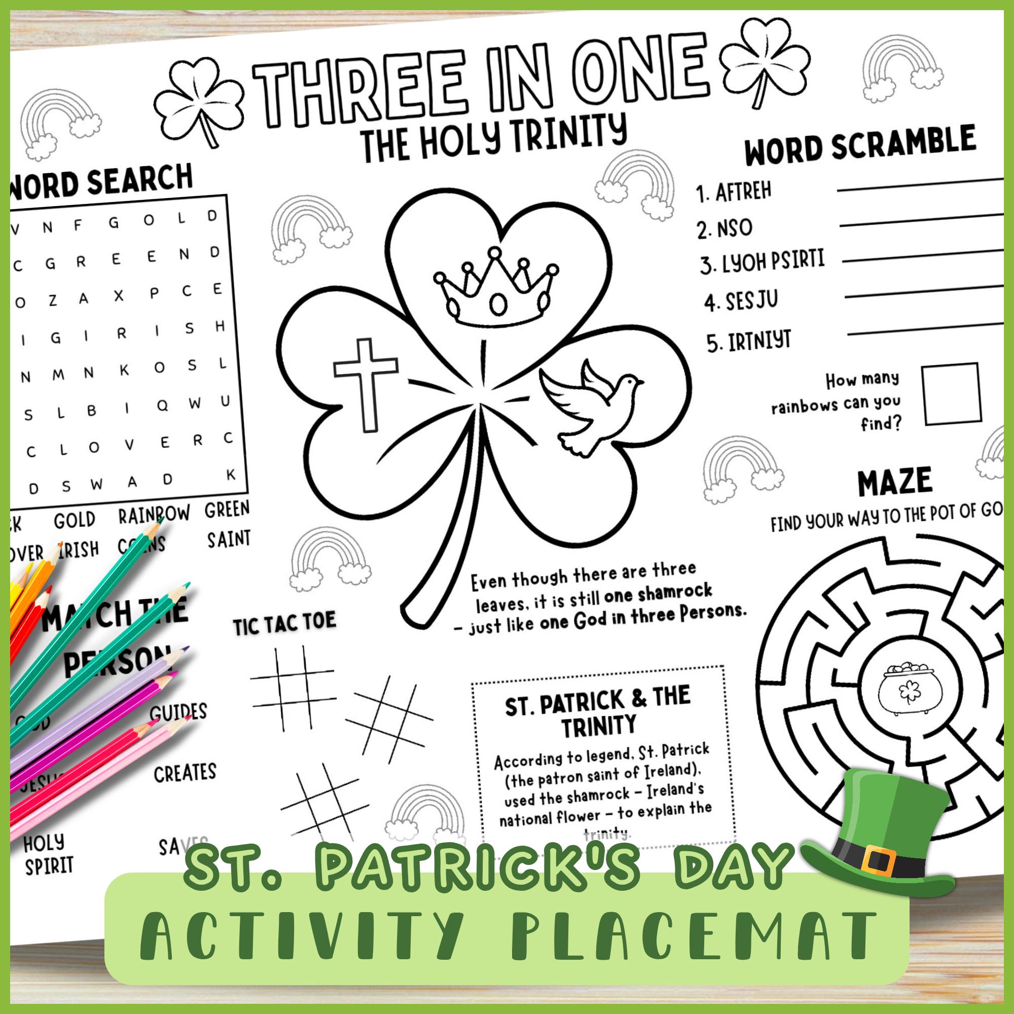 Printable Christian St Patrick's Day Activity Placemat – Holy Trinity ...