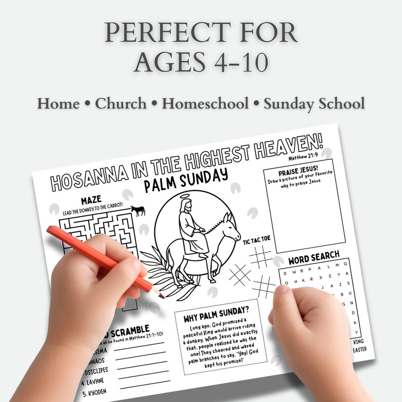 Printable Palm Sunday Activity Placemat for Kids – Christian Holy Week ...