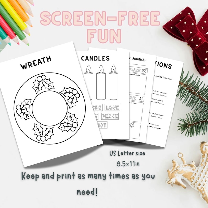 Printable Advent Wreath Craft for Kids, Religious Christmas Paper Craft ...