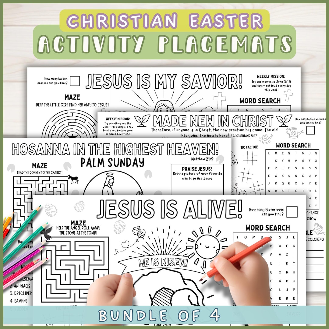 Printable Christian Easter Activity Placemat Bundle - Set of 4 ...