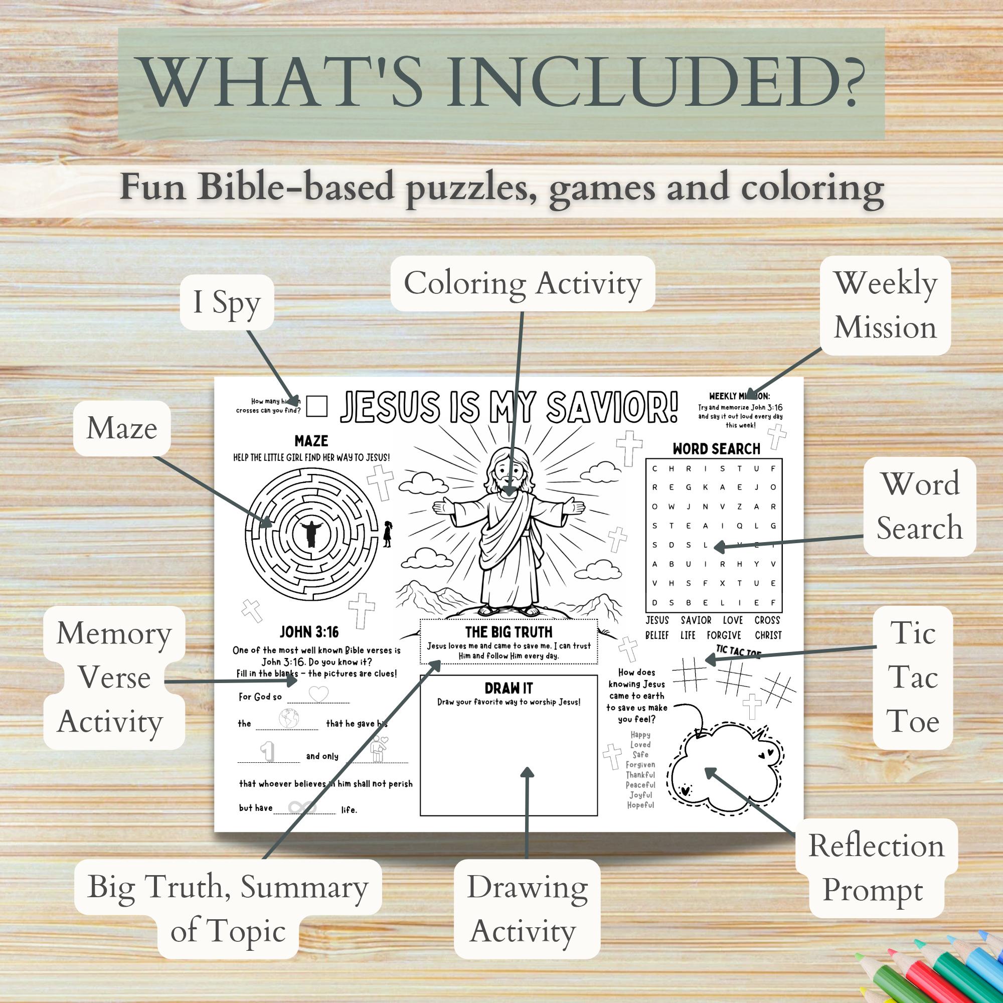 Printable John 3:16 Jesus is My Savior Activity Placemat - Gospel Bible ...