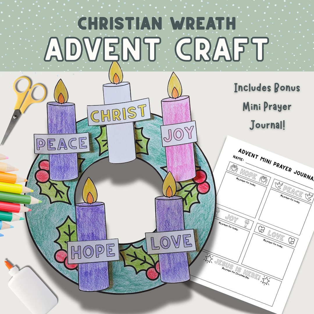 Printable Advent Wreath Craft for Kids, Religious Christmas Paper Craft ...