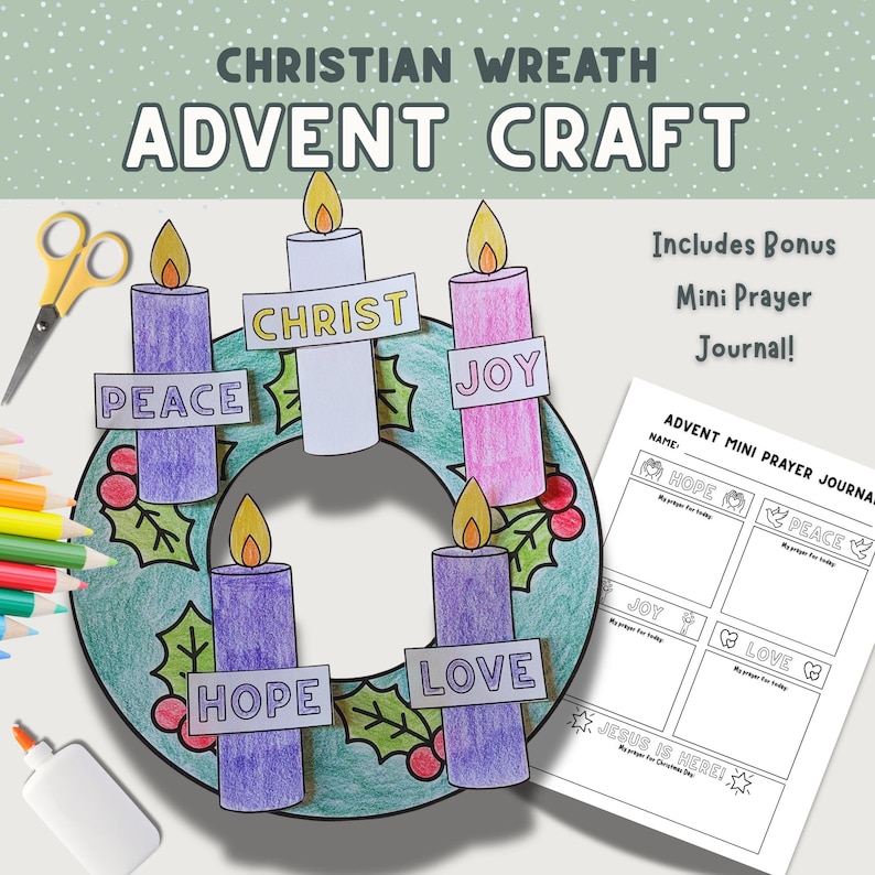Printable Advent Wreath Craft for Kids, Religious Christmas Paper Craft ...