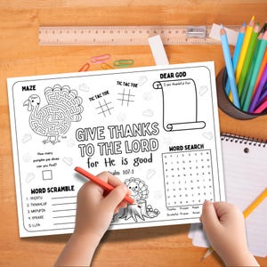 Christian Thanksgiving Activity Placemat for Kids | Give Thanks to God ...