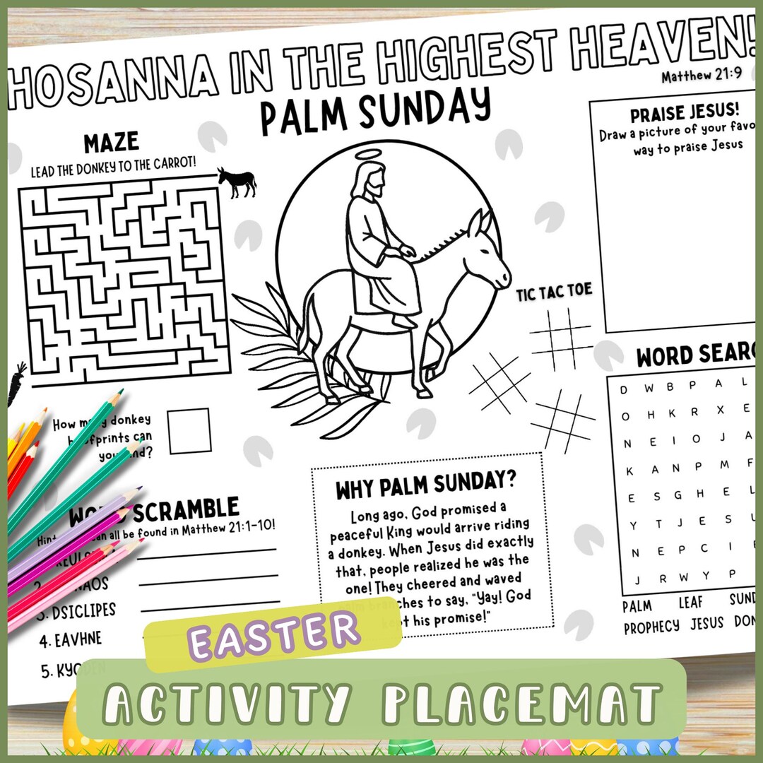 Printable Palm Sunday Activity Placemat for Kids – Christian Holy Week ...