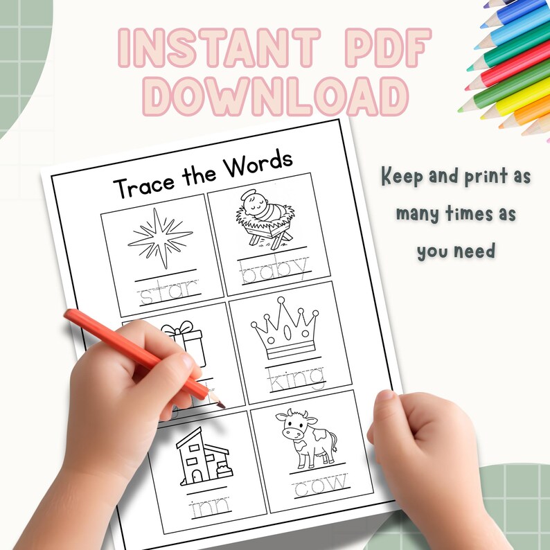 Nativity Activity Pack for Kids | Preschool Christmas Bible Worksheets ...