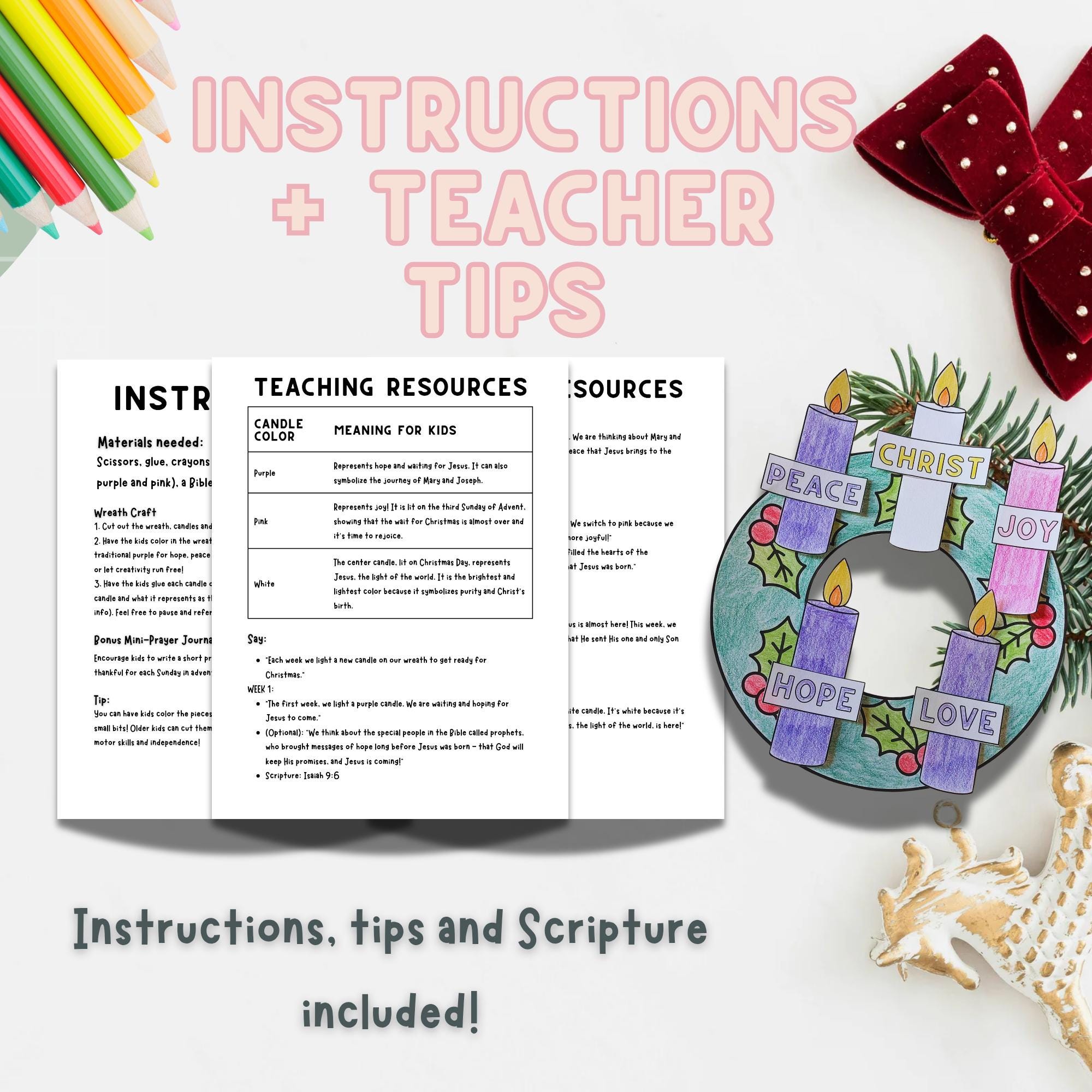 Printable Advent Wreath Craft for Kids, Religious Christmas Paper Craft ...