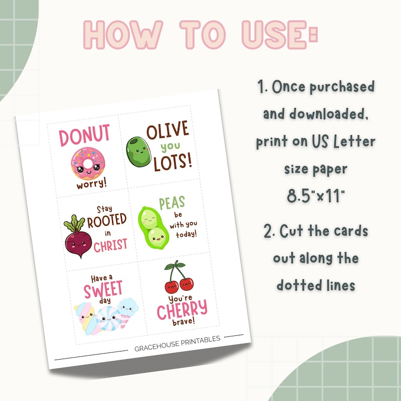 Christian Lunchbox Notes – Printable Food Pun Affirmations (digital ...
