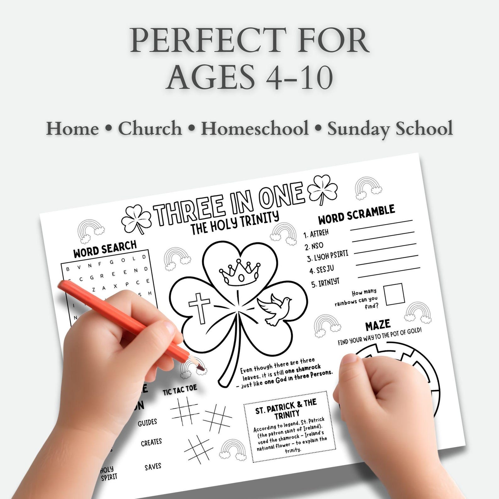Printable Christian St Patrick's Day Activity Placemat – Holy Trinity ...
