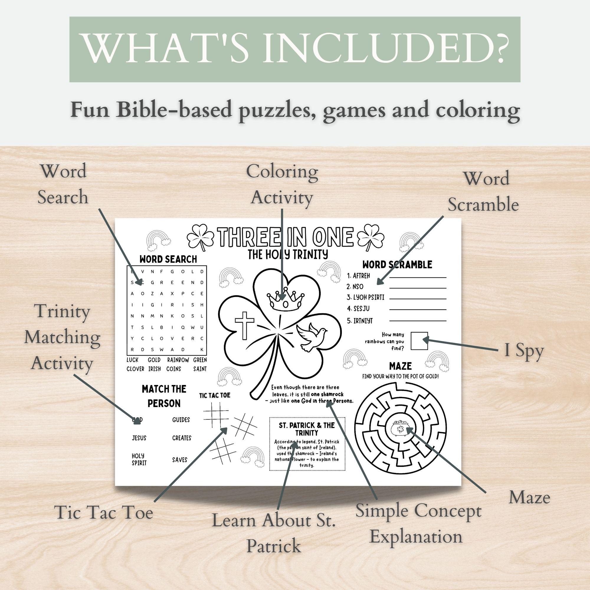 Printable Christian St Patrick's Day Activity Placemat – Holy Trinity ...